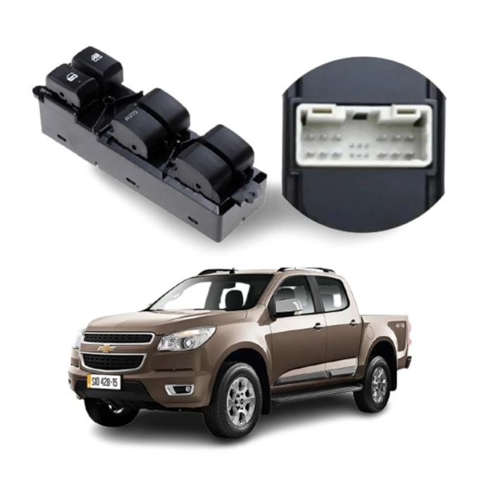 COMANDO BOTÃO VIDRO ELÉTRICO QUADRUPLO GM S10 NOVA 94728492 - WS PARTS