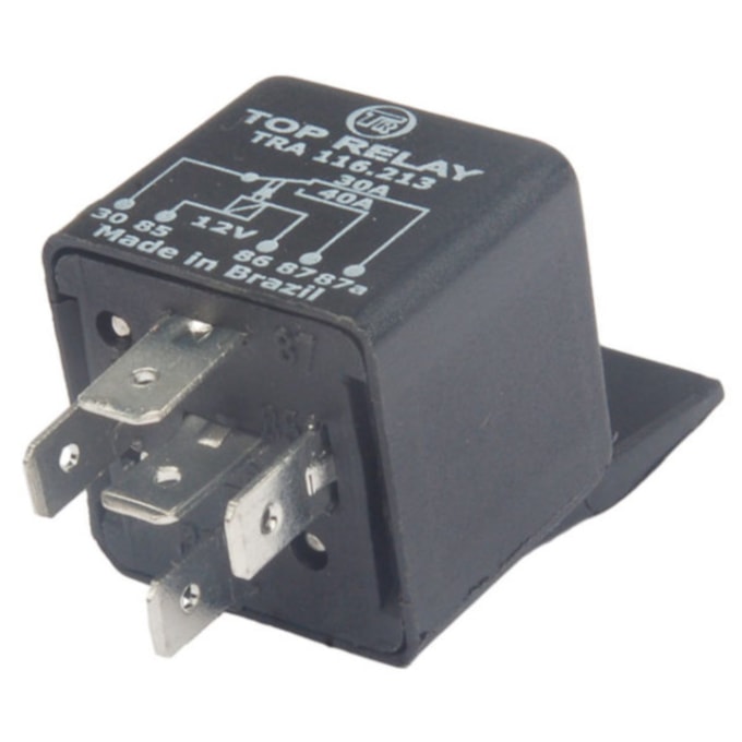 RELÉ AUXILIAR 5 TERMINAIS C/ SUPORTE 12V 30/40A - TRA116213 - WS PARTS