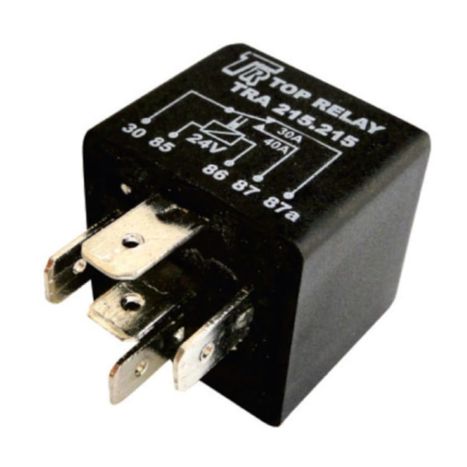 RELÉ AUXILIAR 5 TERMINAIS S/ SUPORTE 24V 30/40A - TRA215215 - WS PARTS