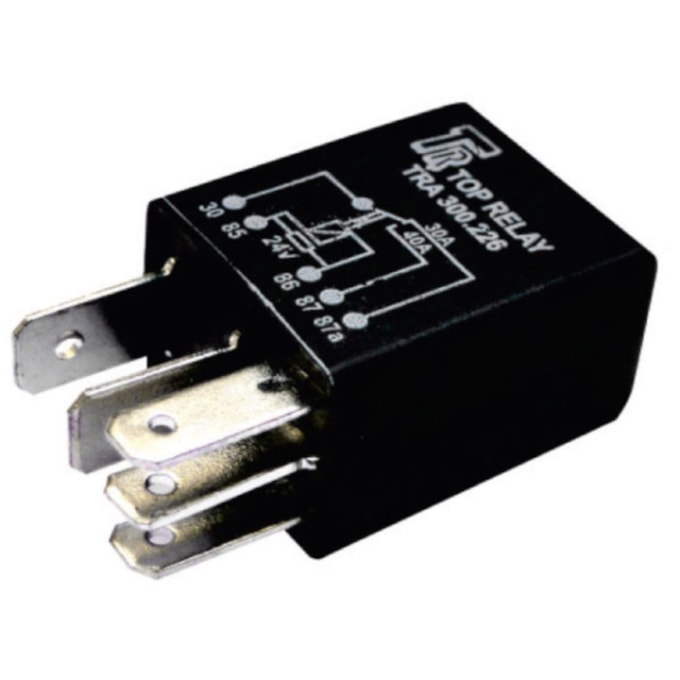 RELE MINI AUXILIAR S/ SUPORTE 5 TEMPOS 24V 30/40A TRA300226 - WS PARTS