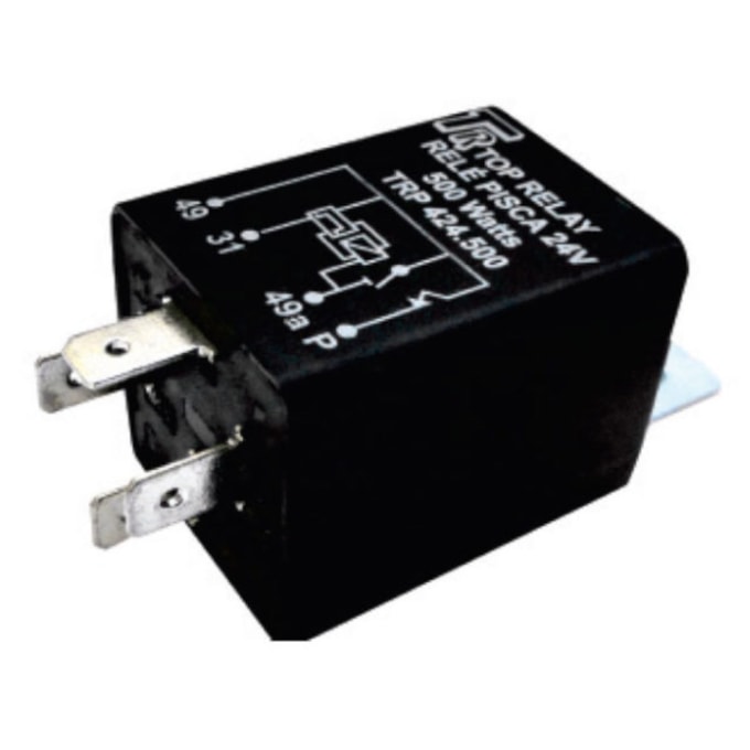 RELÉ PISCA 4 TERMINAIS C/ SUPORTE FIXAÇÃO 24V 500W TRP424500 - WS PARTS